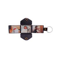 China Personalized Photo Keyring Foldable Sublimation Leather Keychain Photo Album with Three Printable Aluminum Sheet for sale