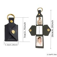 China Personalized Photo Keyring Foldable Sublimation Leather Keychain Photo Album with Three Printable Aluminum Sheet for sale