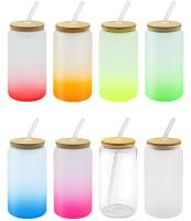 China DIY Fun Sublimation Gradient Cola Can 16oz Large Capacity Straw Cup Glass Jar For Cold Drinks for sale