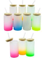 China DIY Fun Sublimation Gradient Cola Can 16oz Large Capacity Straw Cup Glass Jar For Cold Drinks for sale