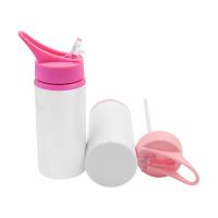 China 600ml Sublimation White Stainless Steel Water Bottle Tumbler With Portable Slip-Top Lid Vacuum Insulated Kids Water Bottle for sale