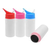 China 600ml Sublimation White Stainless Steel Water Bottle Tumbler With Portable Slip-Top Lid Vacuum Insulated Kids Water Bottle for sale