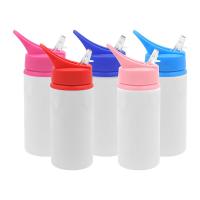 China 600ml Sublimation White Stainless Steel Water Bottle Tumbler With Portable Slip-Top Lid Vacuum Insulated Kids Water Bottle for sale