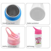 China 600ml Sublimation White Stainless Steel Water Bottle Tumbler With Portable Slip-Top Lid Vacuum Insulated Kids Water Bottle for sale