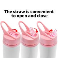 China 600ml Sublimation White Stainless Steel Water Bottle Tumbler With Portable Slip-Top Lid Vacuum Insulated Kids Water Bottle for sale