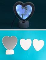 China Heart Shape Sublimation Magic Mirror Blanks Photo Frame Small Sublimation Light Magic Mirror Photo Frame Led for sale