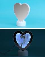 China Heart Shape Sublimation Magic Mirror Blanks Photo Frame Small Sublimation Light Magic Mirror Photo Frame Led for sale