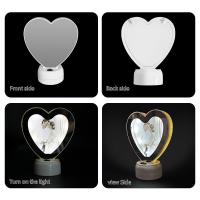 China Heart Shape Sublimation Magic Mirror Blanks Photo Frame Small Sublimation Light Magic Mirror Photo Frame Led for sale