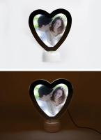 China Heart Shape Magic Mirror Sublimation Blank Photo Frame Custom Led Magic Mirror Photo Frame for sale