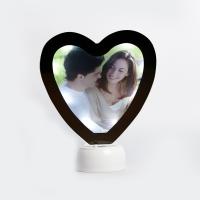 China Heart Shape Magic Mirror Sublimation Blank Photo Frame Custom Led Magic Mirror Photo Frame for sale