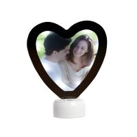 China Heart Shape Magic Mirror Sublimation Blank Photo Frame Custom Led Magic Mirror Photo Frame for sale