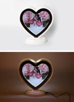 China Heart Shape Magic Mirror Sublimation Blank Photo Frame Custom Led Magic Mirror Photo Frame for sale