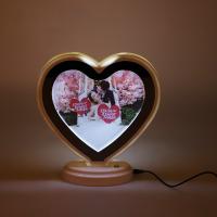 China Heart Shape Magic Mirror Sublimation Blank Photo Frame Custom Led Magic Mirror Photo Frame for sale