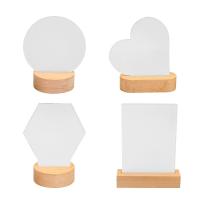 China Sublimation Led Acrylic Photo Frame Blanks Wood Base Acrylic Picture Frames Lamp Custom Printing for sale