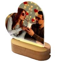 China Sublimation Led Acrylic Photo Frame Blanks Wood Base Acrylic Picture Frames Lamp Custom Printing for sale