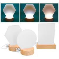 China Sublimation Led Acrylic Photo Frame Blanks Wood Base Acrylic Picture Frames Lamp Custom Printing for sale