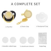 China Custom Silicone Infant Nipple Luxury Baby Bling Blank Sublimation Pacifiers Clips for sale