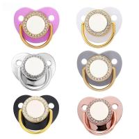China Custom Silicone Infant Nipple Luxury Baby Bling Blank Sublimation Pacifiers Clips for sale