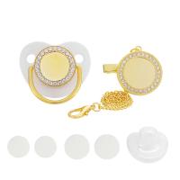 China Custom Silicone Infant Nipple Luxury Baby Bling Blank Sublimation Pacifiers Clips for sale