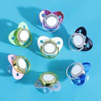 China Custom Silicone Infant Nipple Luxury Baby Bling Blank Sublimation Pacifiers Clips for sale