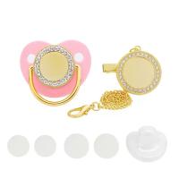 China Custom Silicone Infant Nipple Luxury Baby Bling Blank Sublimation Pacifiers Clips for sale