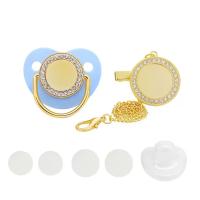 China Custom Silicone Infant Nipple Luxury Baby Bling Blank Sublimation Pacifiers Clips for sale