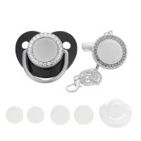 China Custom Silicone Infant Nipple Luxury Baby Bling Blank Sublimation Pacifiers Clips for sale