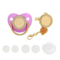 China Custom Silicone Infant Nipple Luxury Baby Bling Blank Sublimation Pacifiers Clips for sale