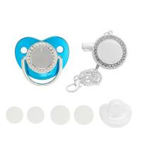 China Custom Silicone Infant Nipple Luxury Baby Bling Blank Sublimation Pacifiers Clips for sale