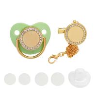 China Custom Silicone Infant Nipple Luxury Baby Bling Blank Sublimation Pacifiers Clips for sale