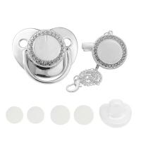 China Custom Silicone Infant Nipple Luxury Baby Bling Blank Sublimation Pacifiers Clips for sale