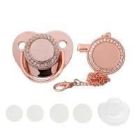 China Custom Silicone Infant Nipple Luxury Baby Bling Blank Sublimation Pacifiers Clips for sale
