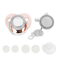 China Custom Silicone Infant Nipple Luxury Baby Bling Blank Sublimation Pacifiers Clips for sale