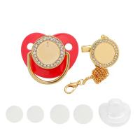 China Custom Silicone Infant Nipple Luxury Baby Bling Blank Sublimation Pacifiers Clips for sale