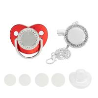 China Custom Silicone Infant Nipple Luxury Baby Bling Blank Sublimation Pacifiers Clips for sale