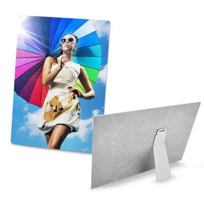 China Diy Sublimation Metal Photo Frame With Printable Metal Stand Custom Aluminium Picture Frames for sale