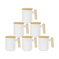 China Sublimation Ceramic 11oz White Beige Mug Blanks Matte Glossy Coffee Cups Mugs Blank With Spoon Lid for sale
