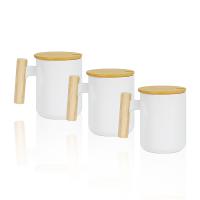 China Sublimation Ceramic 11oz White Beige Mug Blanks Matte Glossy Coffee Cups Mugs Blank With Spoon Lid for sale