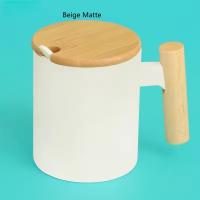 China Sublimation Ceramic 11oz White Beige Mug Blanks Matte Glossy Coffee Cups Mugs Blank With Spoon Lid for sale