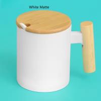 China Sublimation Ceramic 11oz White Beige Mug Blanks Matte Glossy Coffee Cups Mugs Blank With Spoon Lid for sale