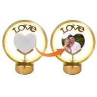 China Multiple Styles Sublimation Led Table Night Lamp Blank Heart Circle Sublimation Led Night Light Photo Lamp Blank With Photo Frame for sale
