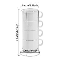 China Sublimation Blank Stackable Mug Set Cute Heat Transfer Coffee Mugs Custom Set Of 4 Mug With Metal Rack for sale