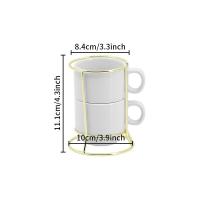 China Sublimation Blank Stackable Mug Set Cute Heat Transfer Coffee Mugs Custom Set Of 4 Mug With Metal Rack for sale