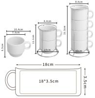 China Sublimation Blank Stackable Mug Set Cute Heat Transfer Coffee Mugs Custom Set Of 4 Mug With Metal Rack for sale
