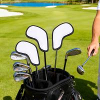 China Customizable PU Leather Anti-Scratch Golf Club Covers Sublimation Blank Golf Wedge Iron Head Cover for sale