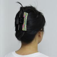 China Personalized Claw Clip Double Sided Printing Plastic Colored Blank Sublimation Hair Clip With Printable Leather Sheet for sale