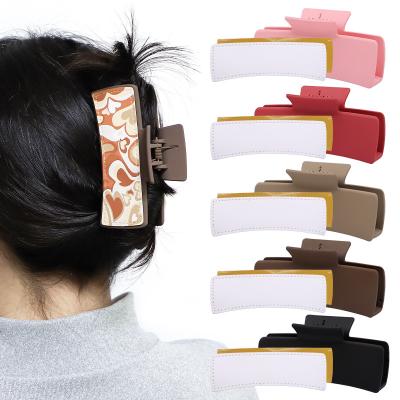 China Personalized Claw Clip Double Sided Printing Plastic Colored Blank Sublimation Hair Clip With Printable Leather Sheet for sale
