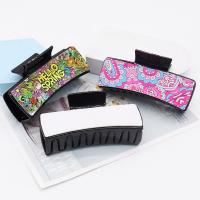 China Personalized Claw Clip Double Sided Printing Plastic Colored Blank Sublimation Hair Clip With Printable Leather Sheet for sale