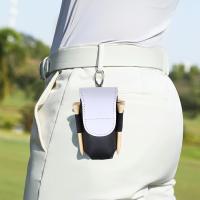 China Personalized PU Leather Golf Balls Tees Holder Sublimation Blank Golf Ball Pouch Waist Bag Storage Case for sale