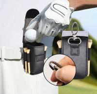 China Personalized PU Leather Golf Balls Tees Holder Sublimation Blank Golf Ball Pouch Waist Bag Storage Case for sale